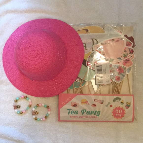 Other | Tea Party Photo Booth Props Hats And Bracelets | Poshmark